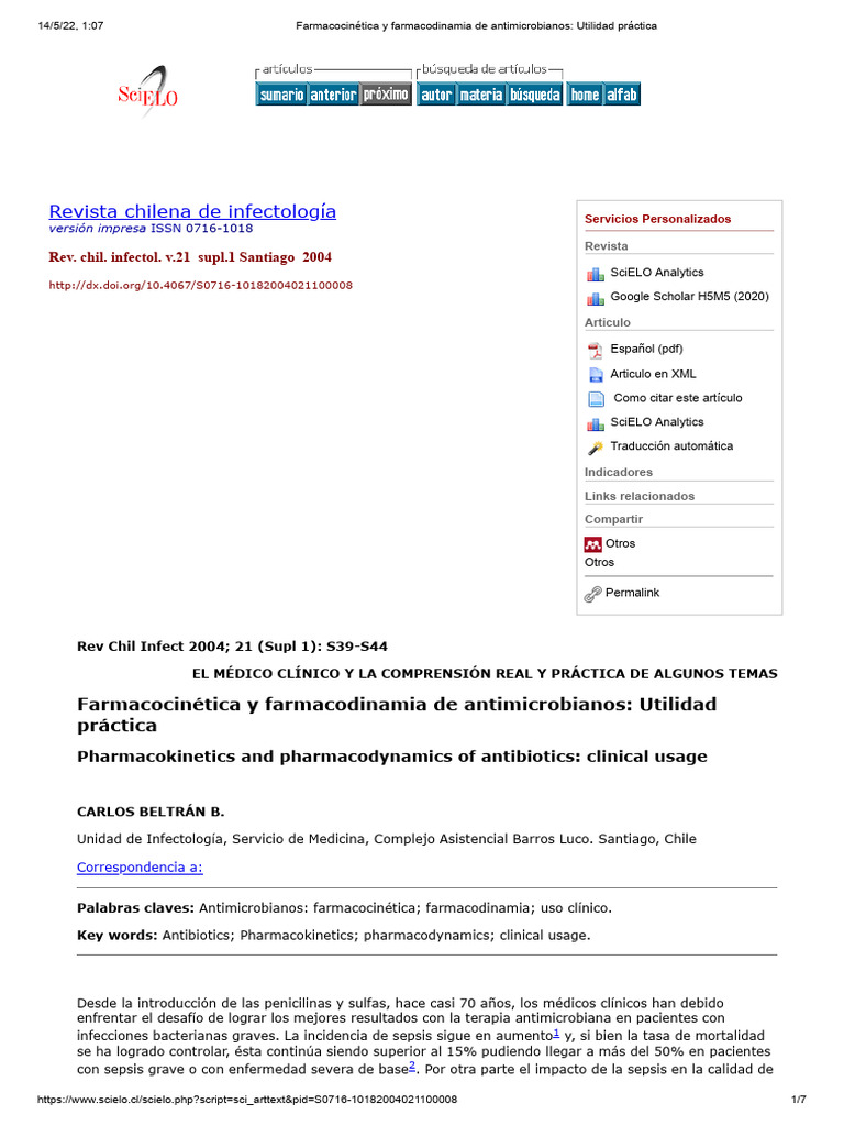 Farmacocinética y Farmacodinamia de Antimicrobianos - Utilidad Práctica | PDF | Farmacocinética ...