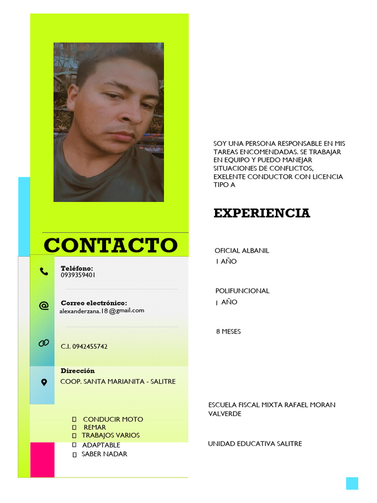 Curriculum Vitae de Bryan Bajaña | PDF