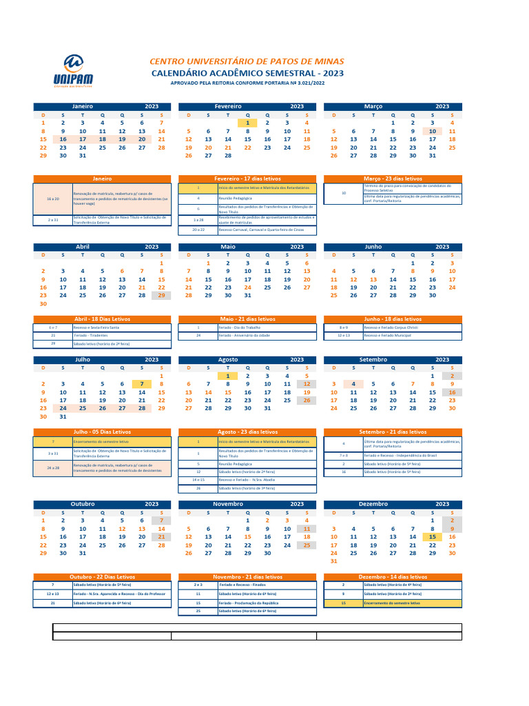 Calend Rio Acad Mico 2023 - Gradua o | PDF
