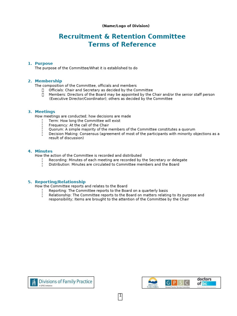 Recruitment & Retention Committee Guidelines | PDF