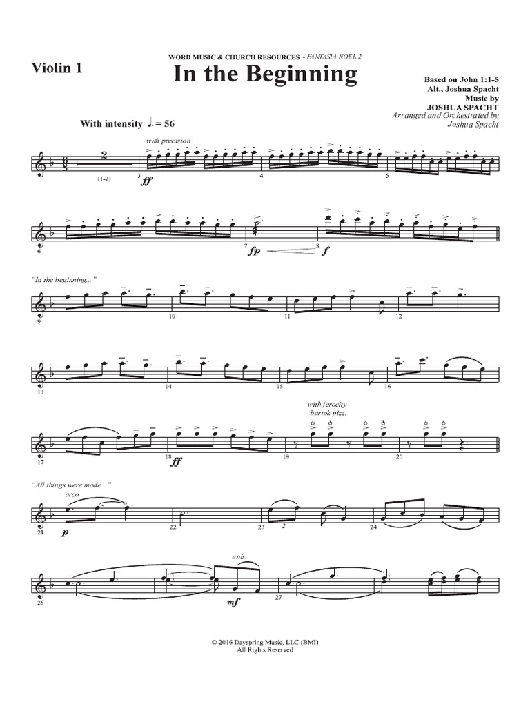 01 - In the Beginning VIOLINO 1 | PDF