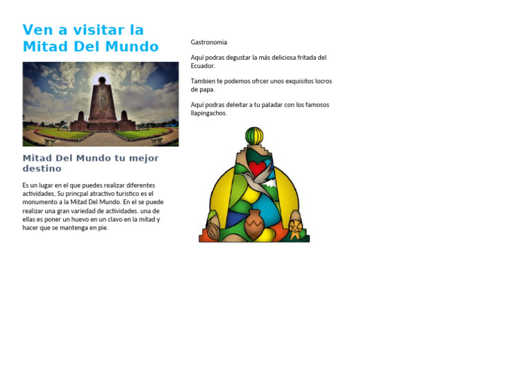 Ven A Visitar La Mitad Del Mundo | PDF