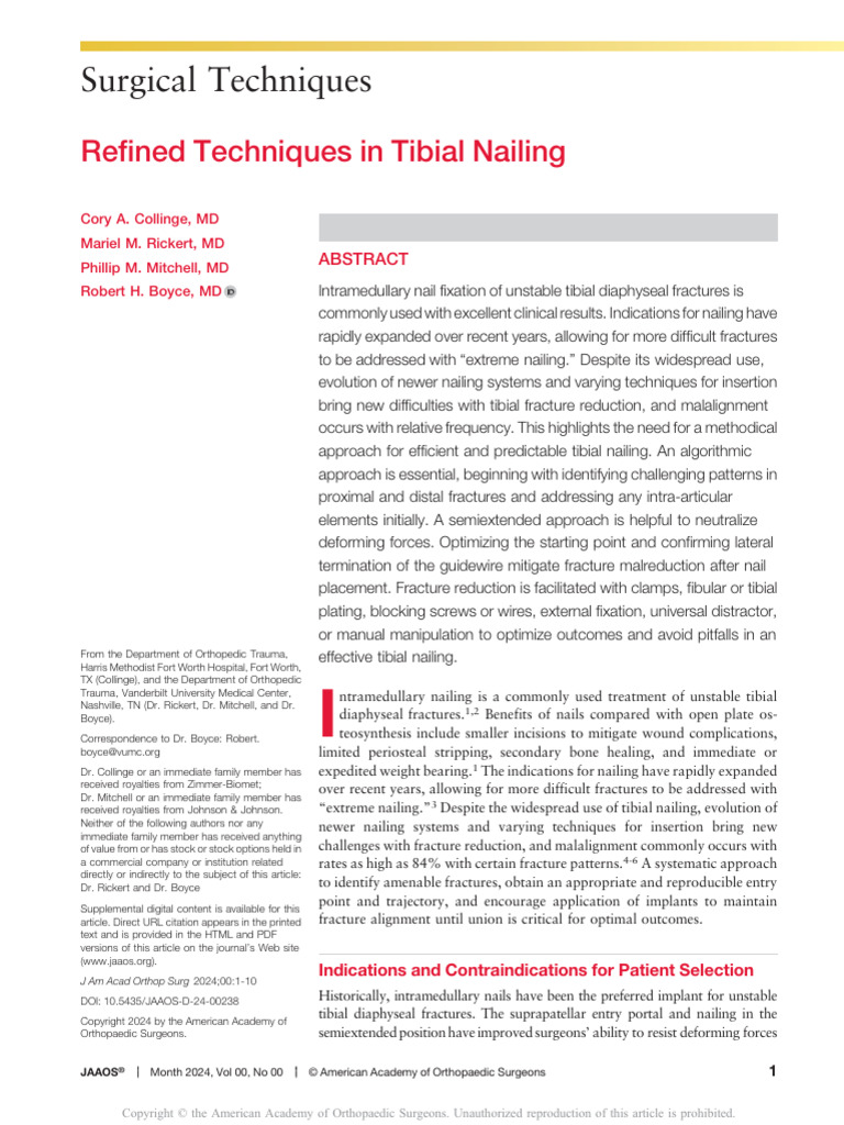 Refined Techniques in Tibial Nailing.1154 | PDF | Knee | Orthopedic Surgery