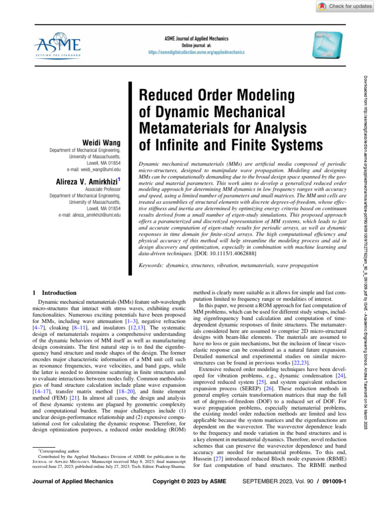 Reduced Order Modeling of Metamaterials | PDF | Matrix (Mathematics) | Eigenvalues And Eigenvectors