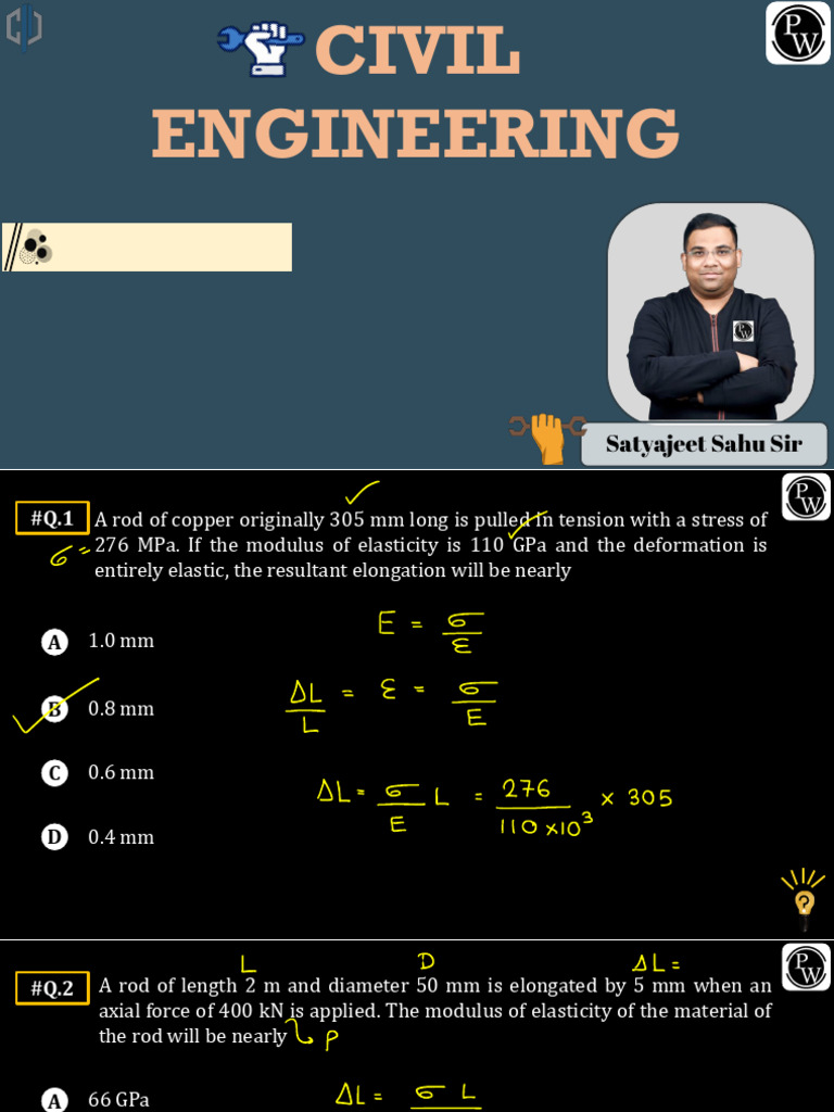 Civil Engineering: Stress and Strain Concepts | PDF | Young's Modulus ...