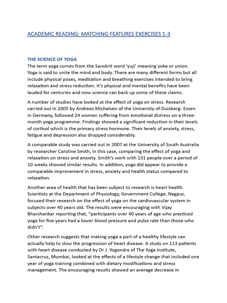 Matching Features Exercses 1-3 Answered | PDF | Telepathy | Relaxation (Psychology)