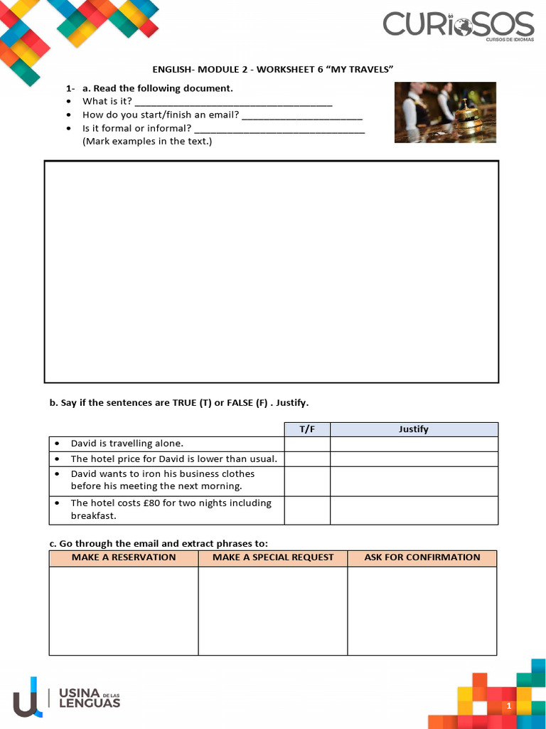 CURioSoS- Ingles -Modulo 2- Ficha 6 | PDF | Adjective | Hotel