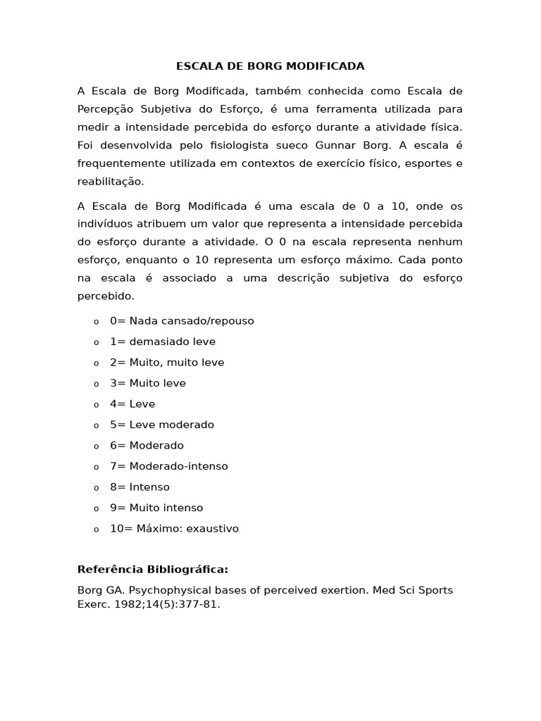 Escala de Borg Modificada | PDF