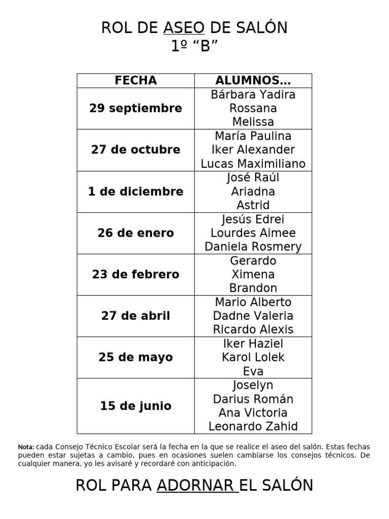 1B Rol de Aseo | PDF