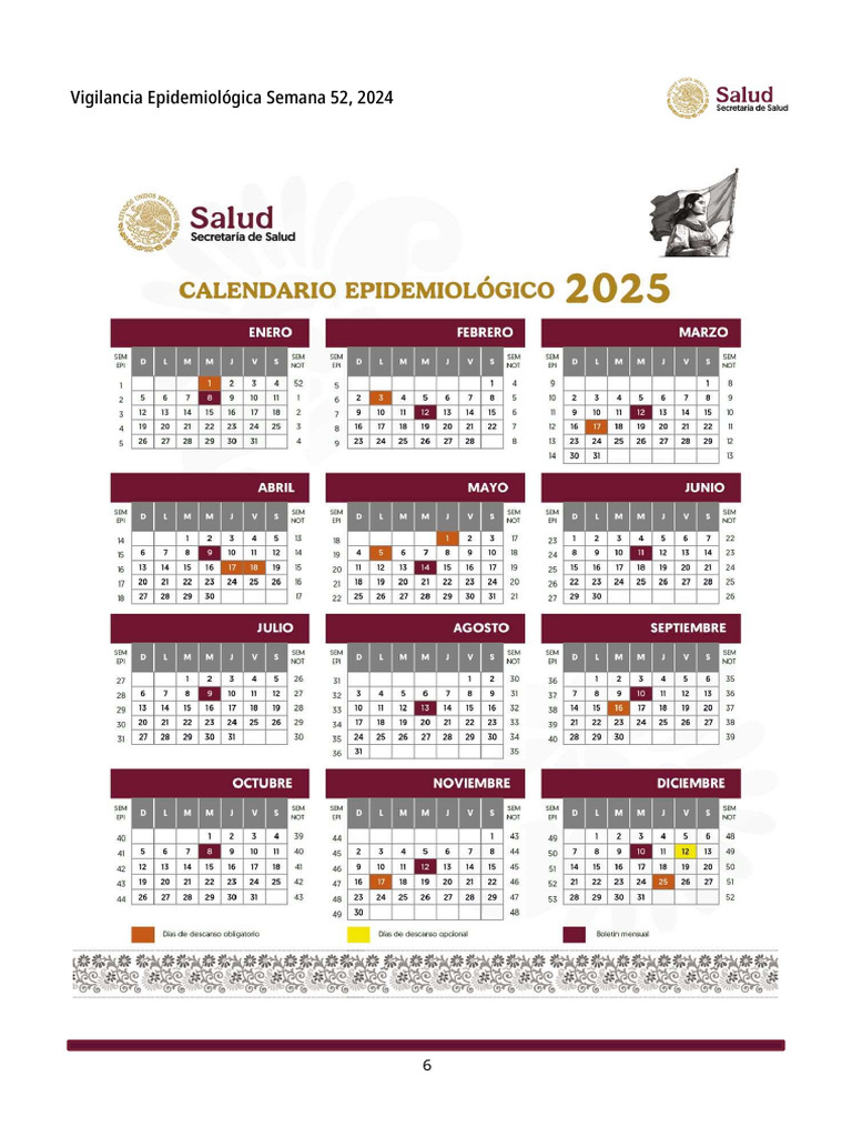Calendario Epidemiologico 2025 | PDF