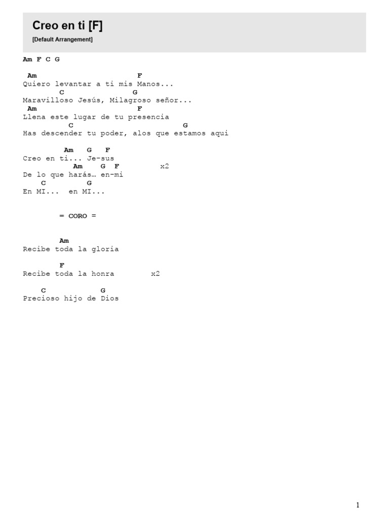 Creo en Ti - F | PDF