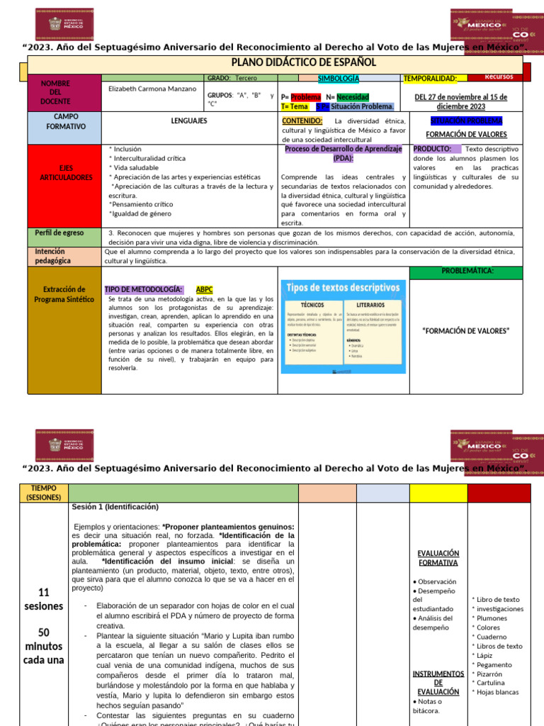 PROYECTO 4 ESPAÑOL 3°ero. | PDF | México | Inclusión (Educación)