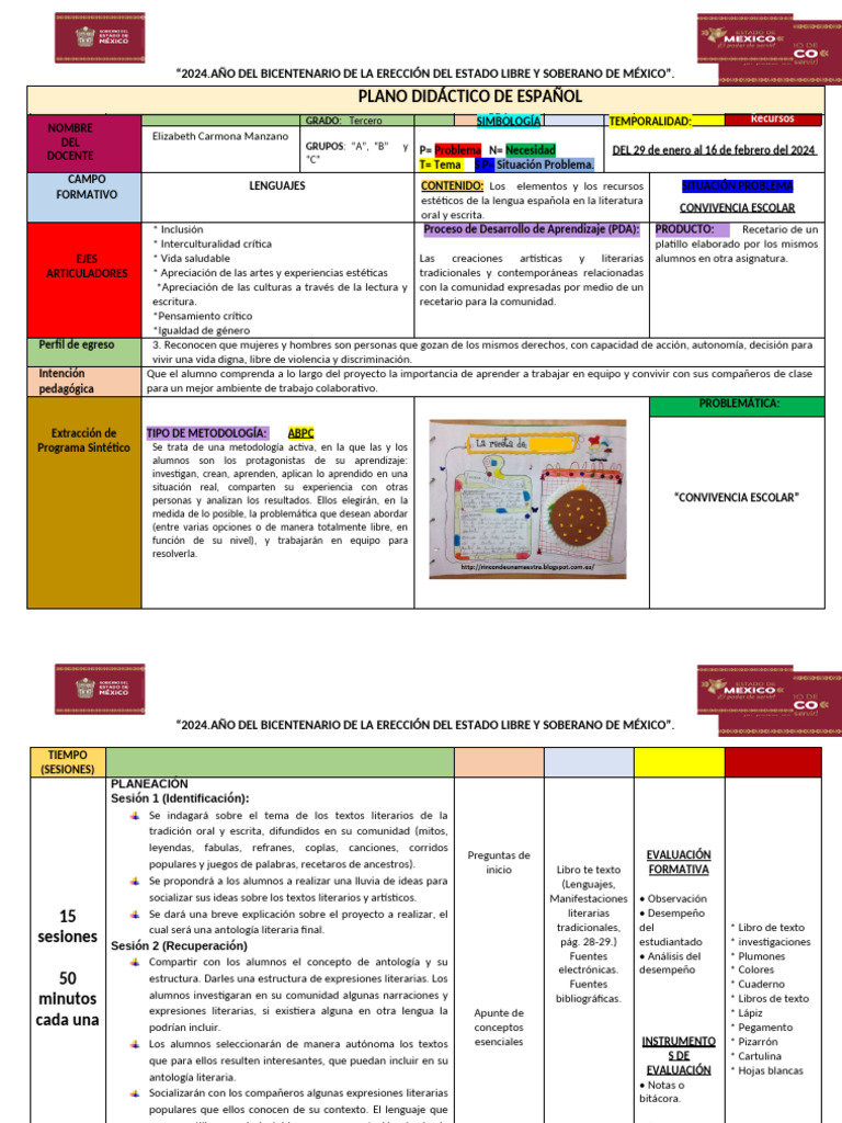 PROYECTO 6 ESPAÑOL RECETARIO DE COCINA 3°ero. | PDF