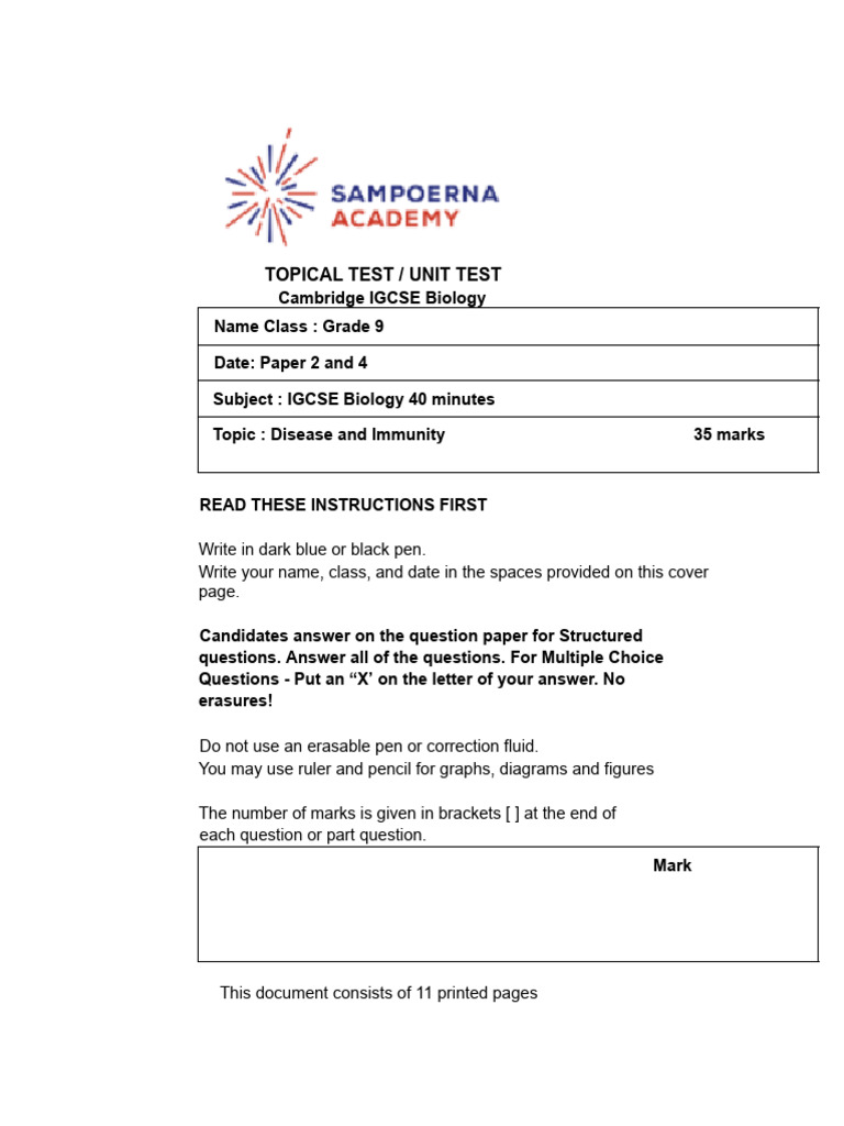 Disease and Immunity IGCSE | PDF | Hiv/Aids | Pathogen