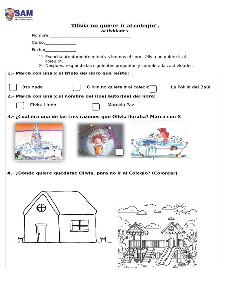 Olivia no quiere ir al colegio | PDF