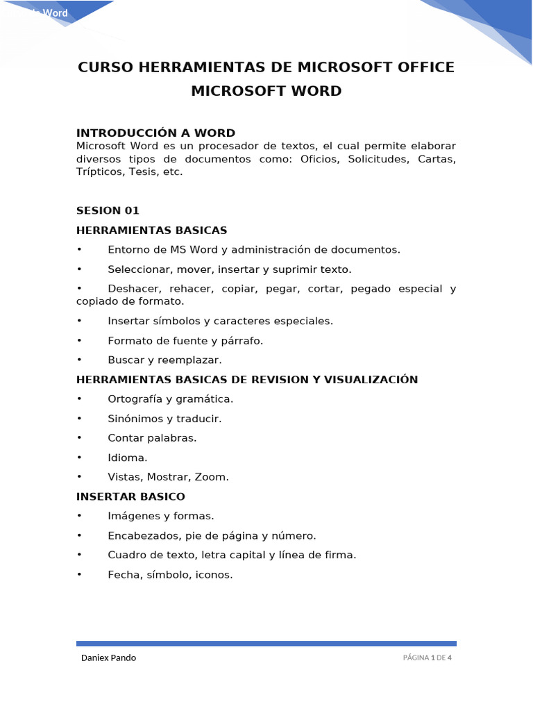 Curso Herramientas de Microsoft Office Microsoft Word: Introducción A Word | PDF | Microsoft ...