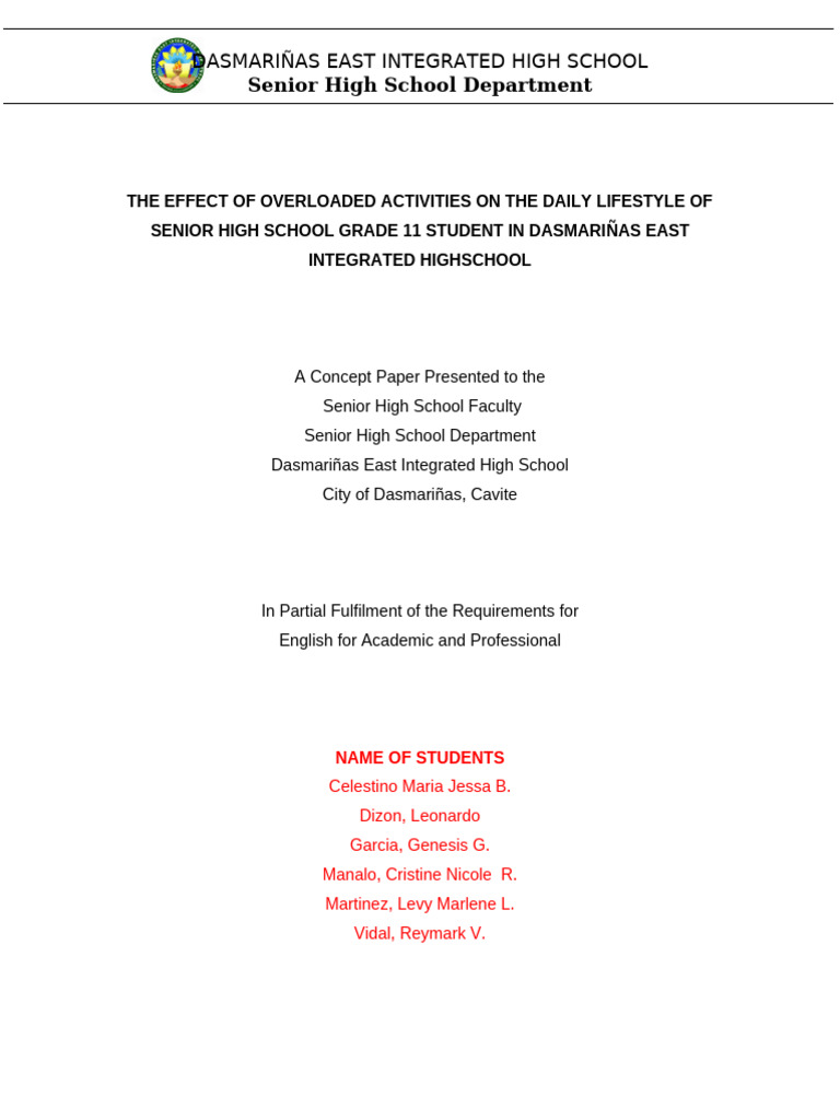 Concept Paper Template 7 | PDF | Homework | Schools