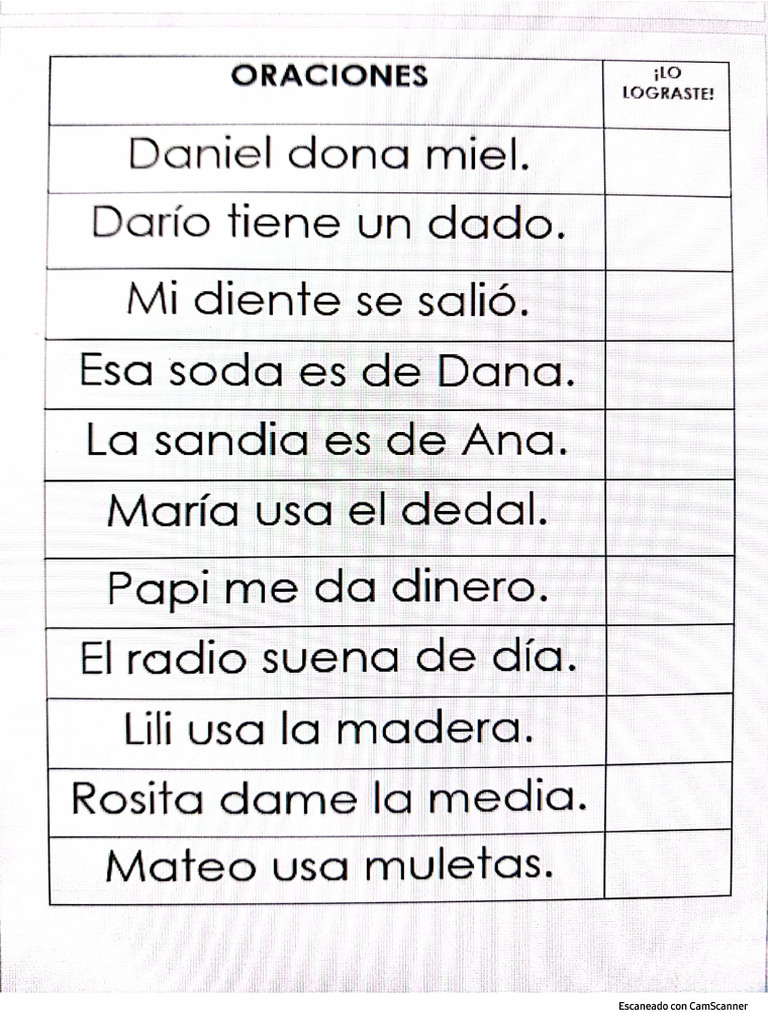 Oraciones Fonema D-D | PDF