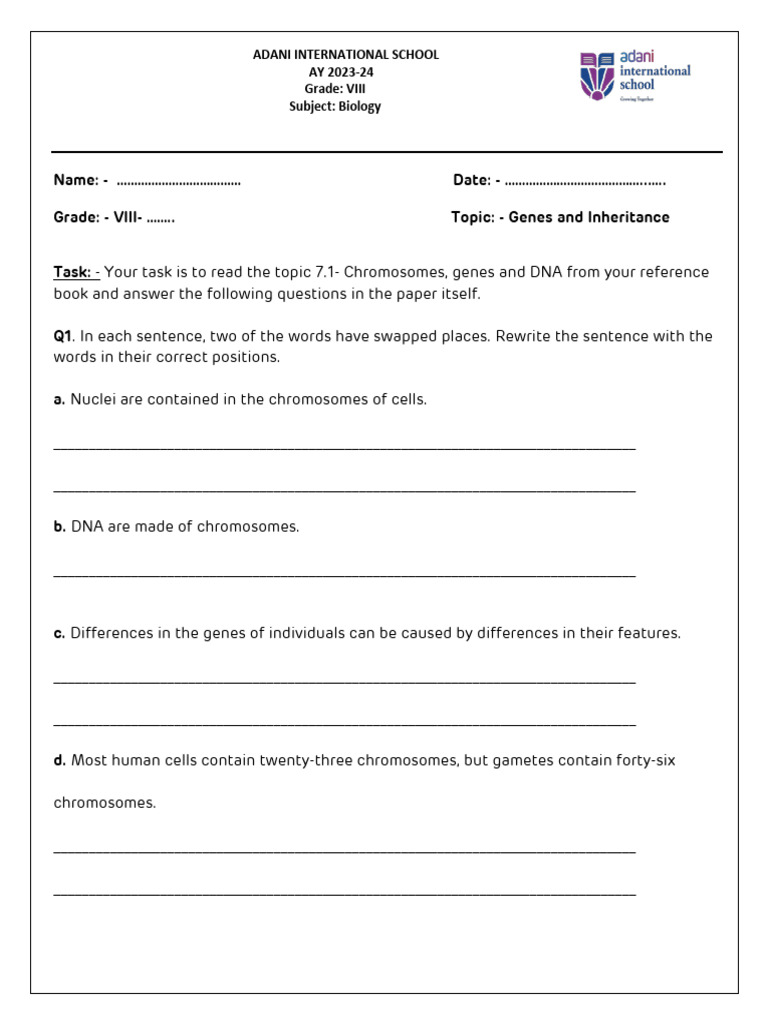 Gr._8_Unit-7___7.1_Worksheet | PDF | Chromosome | Gene