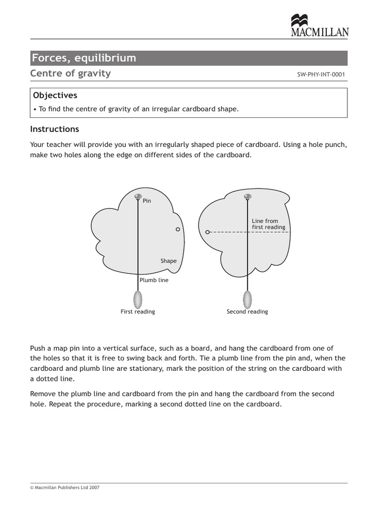 Centre of Gravity Worksheet | PDF | Center Of Mass