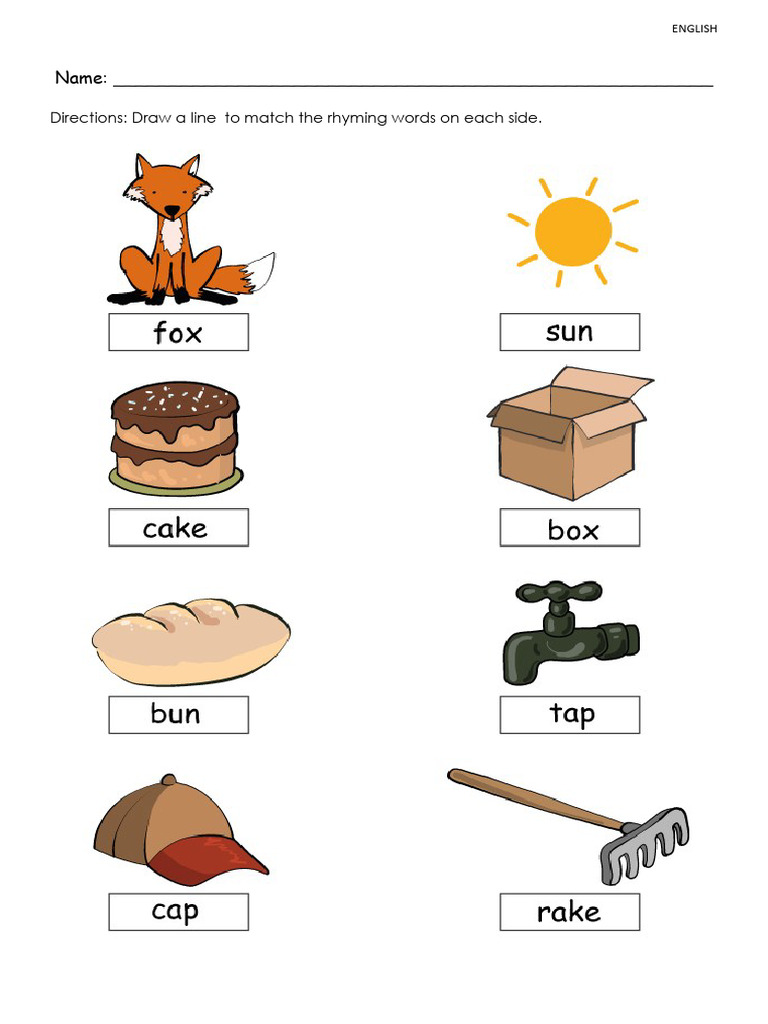 As - English - Rhyming Words 1 | PDF