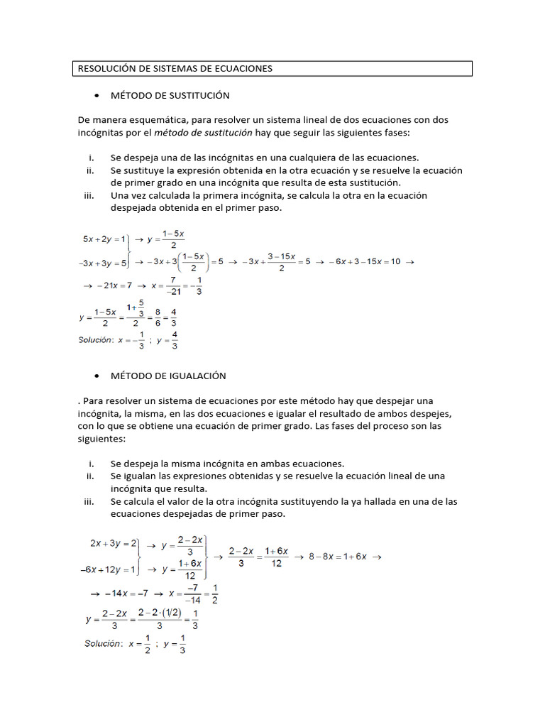 Actividades matemáticas 3º ESO Y 3º ESO PMAR RESOLUCIÓN DE SISTEMAS DE ECUACIONES_0 | PDF ...