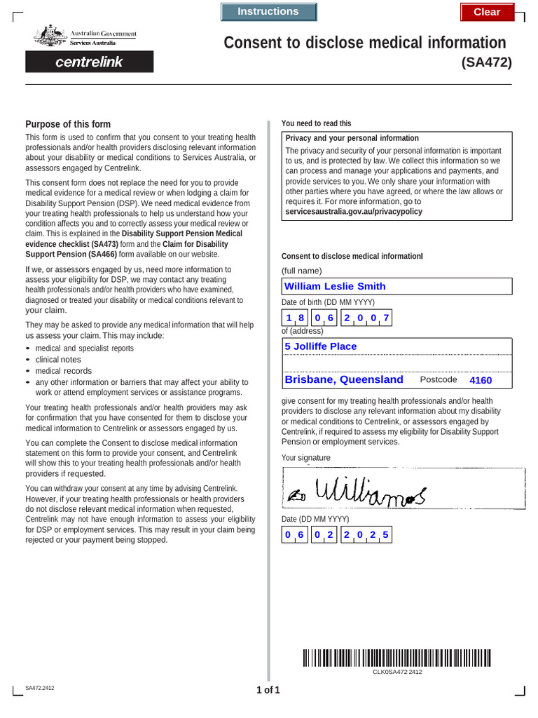 For You - SA472 - Consent To Disclose Medical Information | PDF