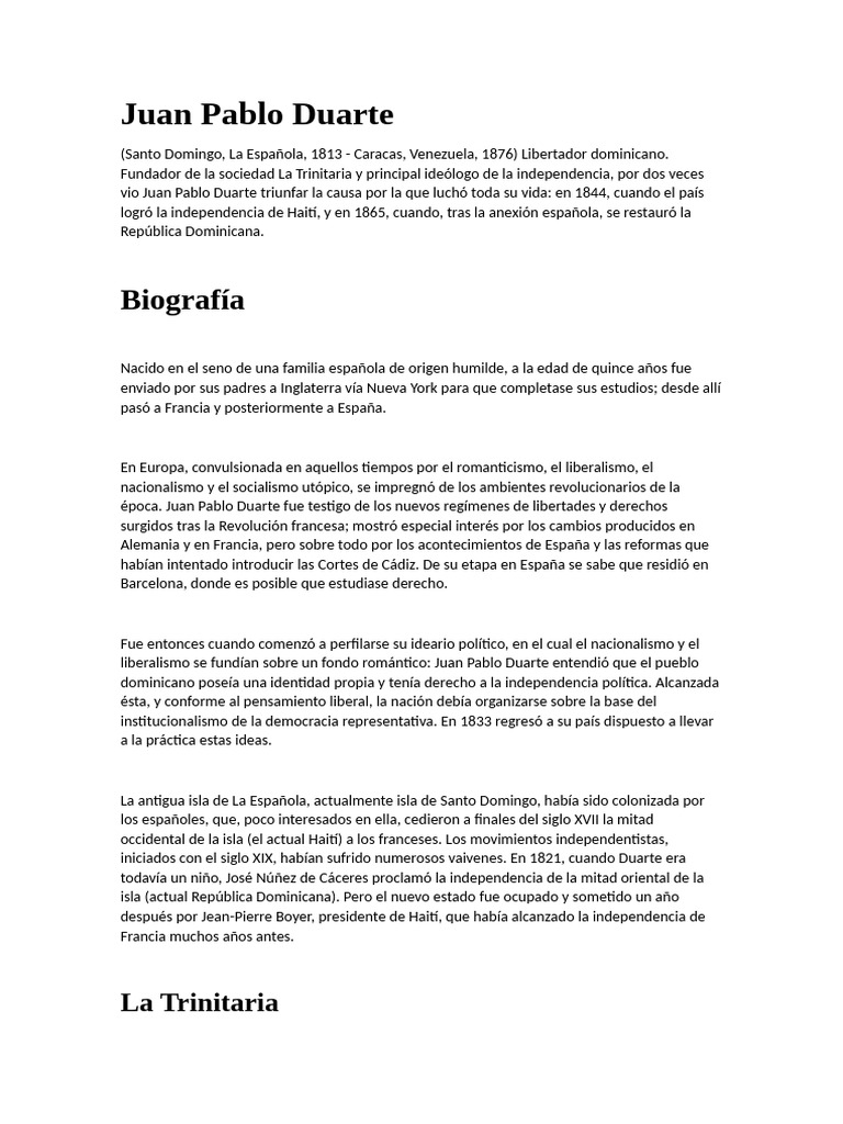 Juan Pablo Duarte y La Trinitaria | PDF | Haití | República Dominicana