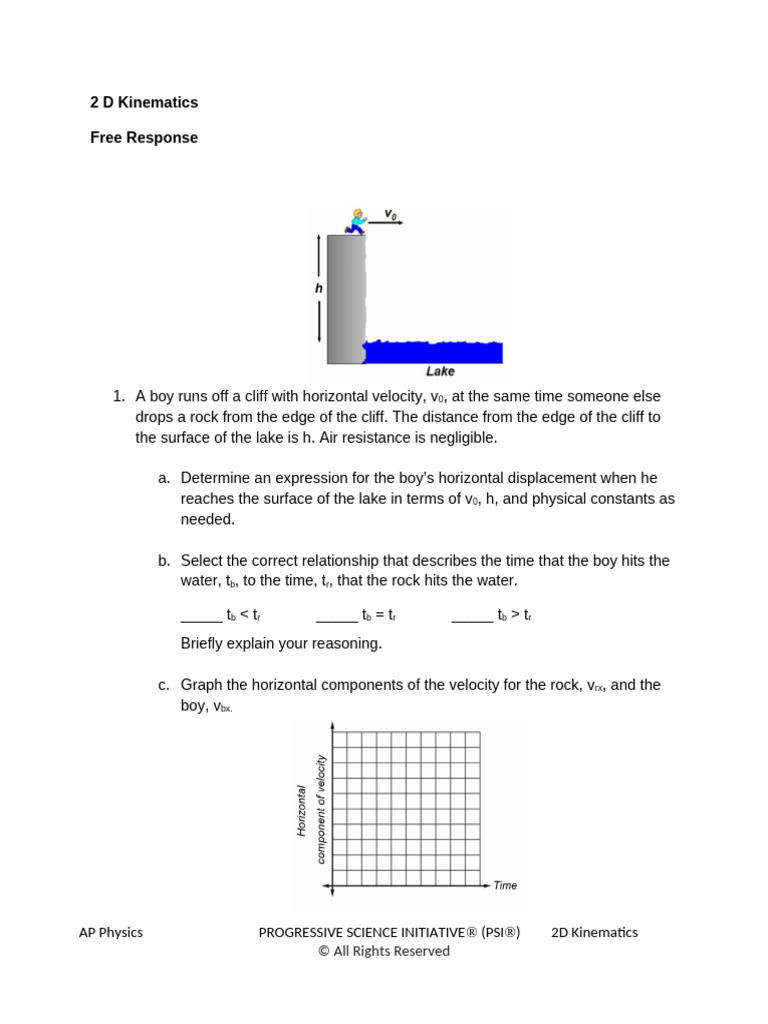 2D Kinematics Free Response Guide | PDF | Kinematics | Velocity