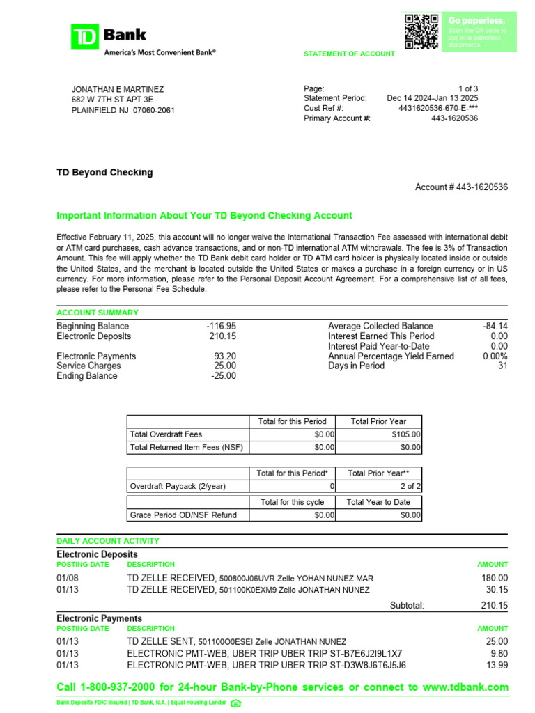 View PDF Statement - 2025!01!13 | PDF | Transaction Account | Overdraft