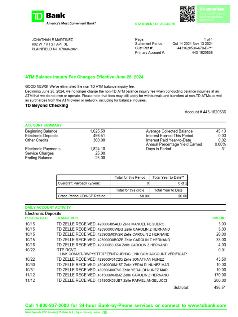View PDF Statement_2024-11-13 | PDF | Banks | Fee