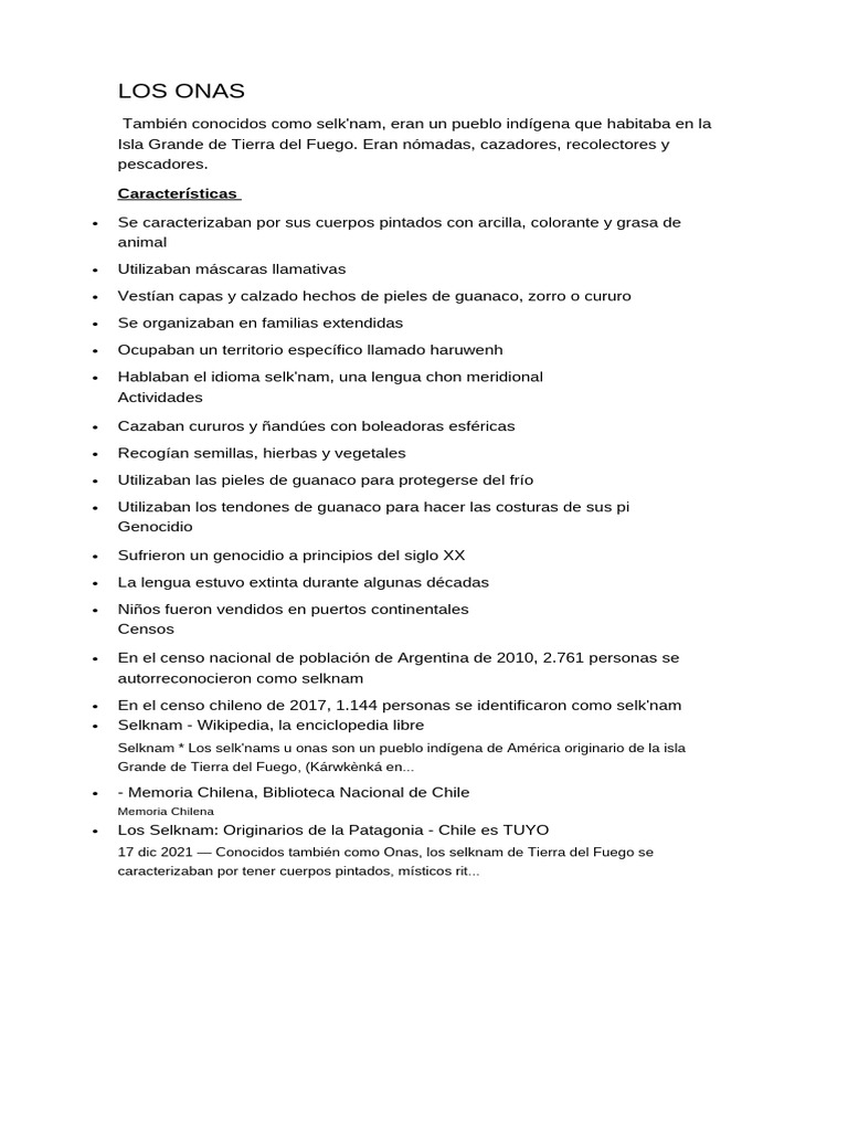 Los Onas | PDF