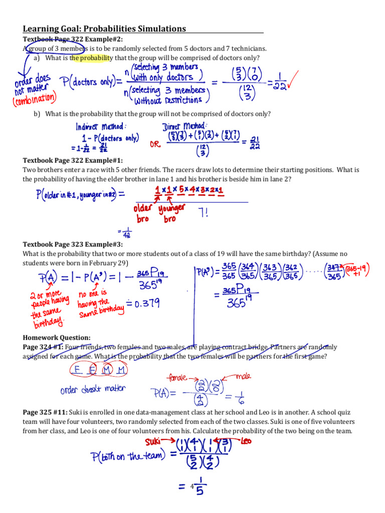 4.2 Probability Involving Counting Principles | PDF | Probability Theory | Probability