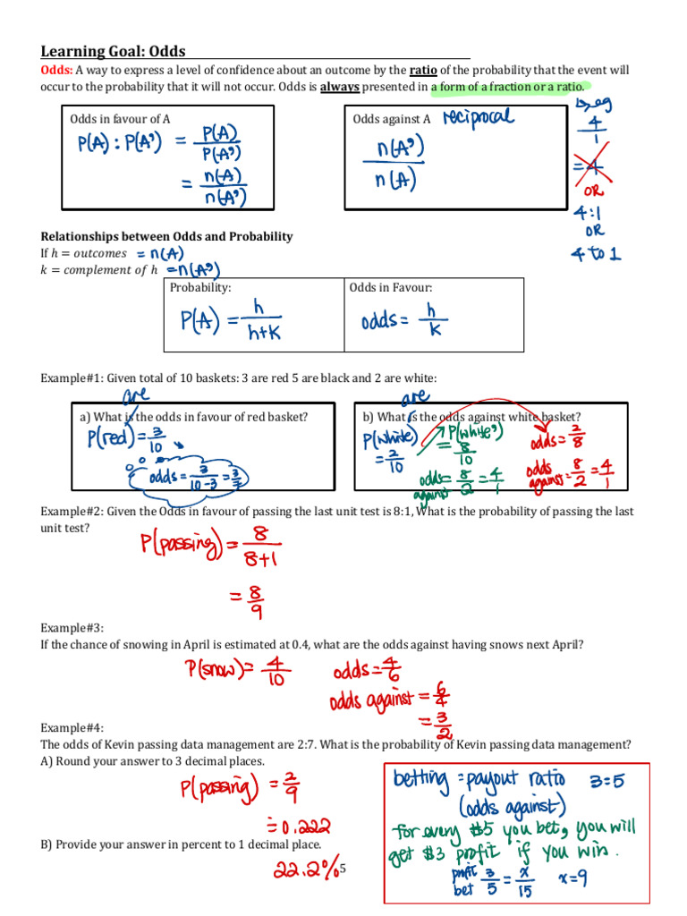 4.3 Odds | PDF | Odds | Mathematics