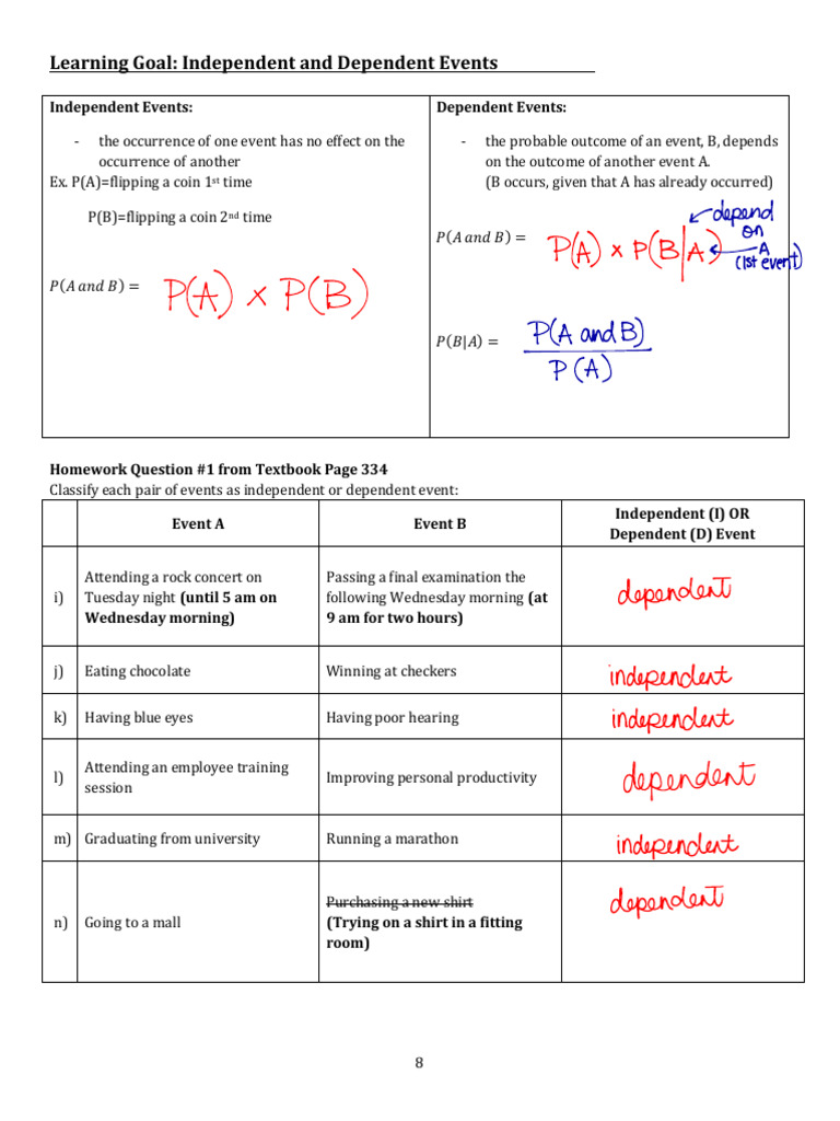 4.5 Independent and Dependent Events | PDF