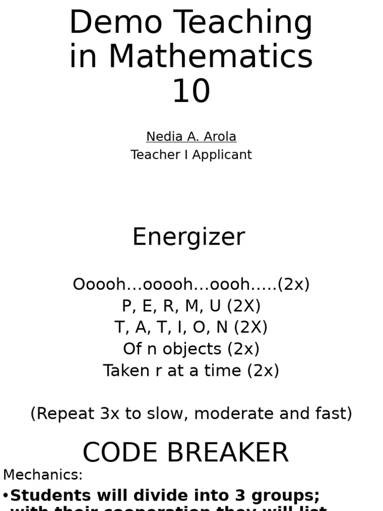 demo teaching 1 | PDF | Permutation | Mathematics