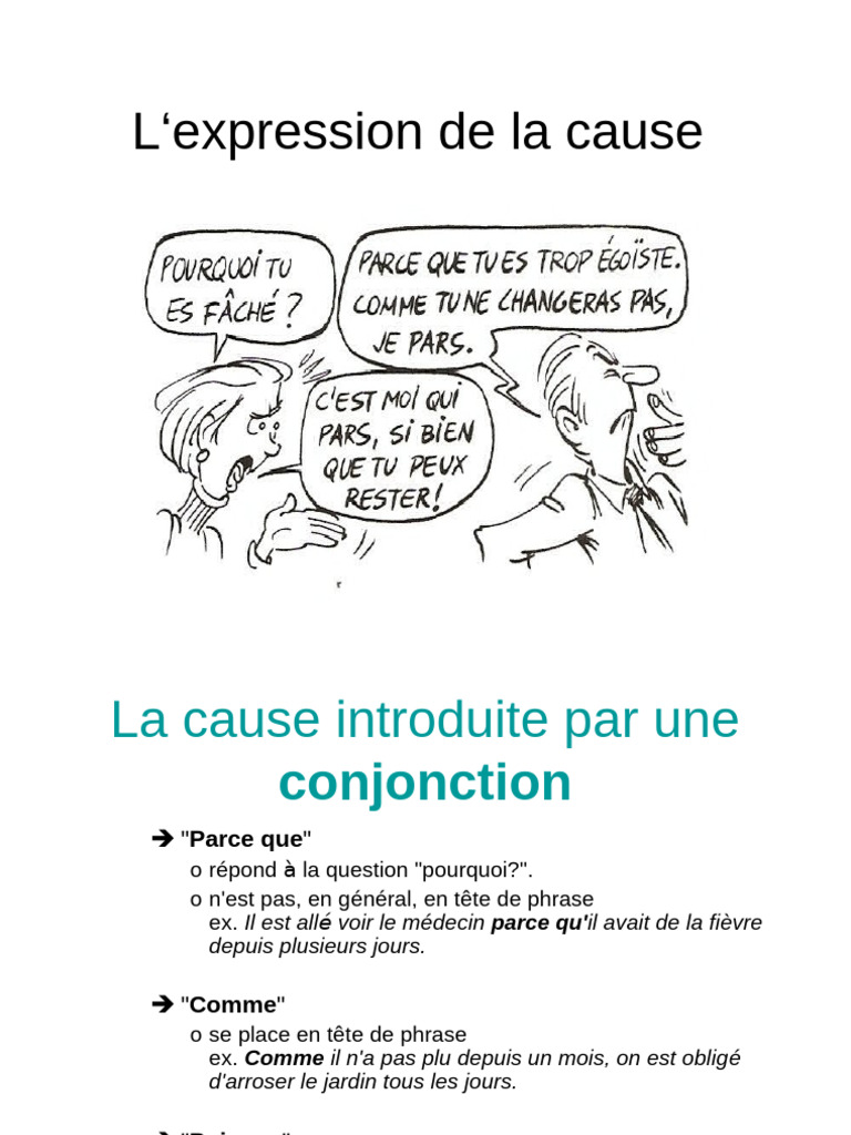 Expressions de la cause en français | PDF