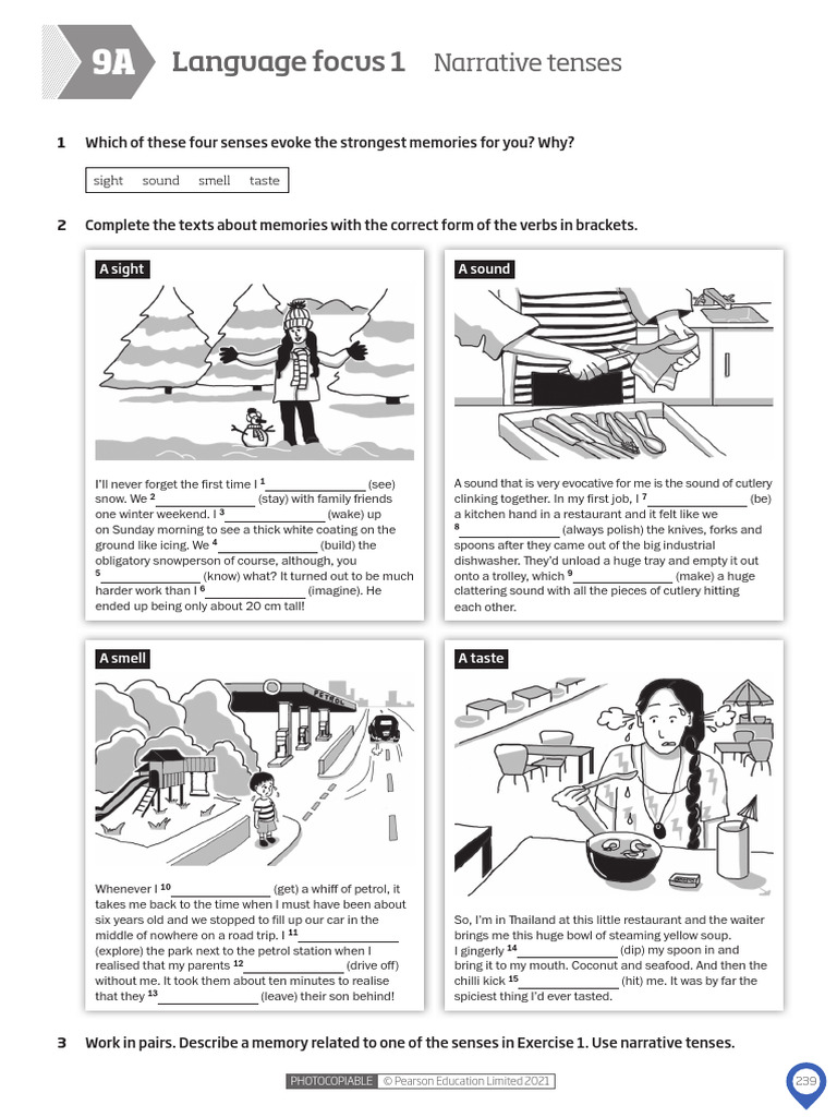Narrative Tenses and Memory Exercises | PDF