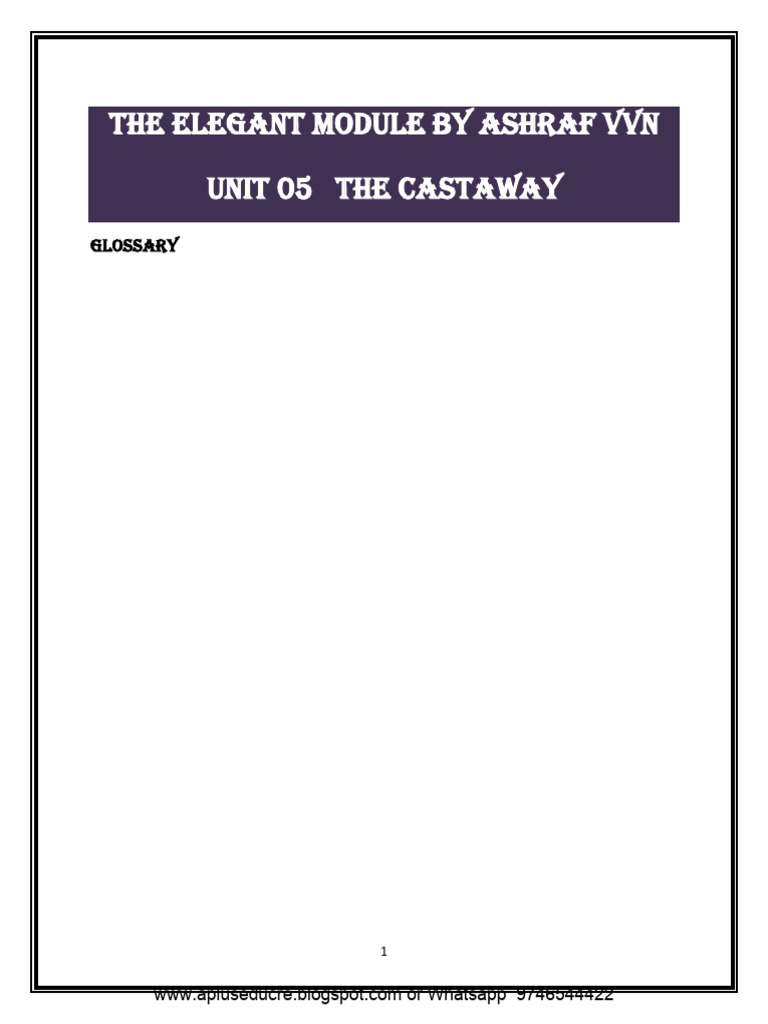 A+ Blog-Sslc-English-Unit-5-Ray of Hope-The Castaway-Elegant Module | PDF | Rabindranath Tagore