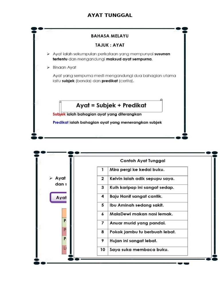 Ayat Tunggal Tahun 2 PDF | PDF