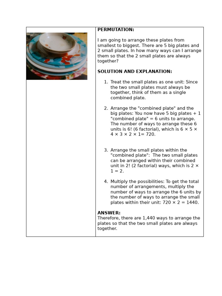 Arranging Plates and Combinations Explained | PDF