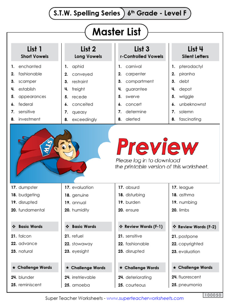 Spelling Level F Master List | PDF