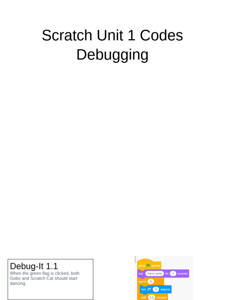 Scratch Unit 1 Debugging Codes | PDF