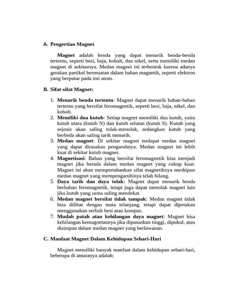 Sifat dan Manfaat Magnet dalam Kehidupan | PDF