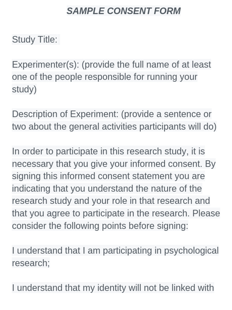 Sample Consent Form | PDF
