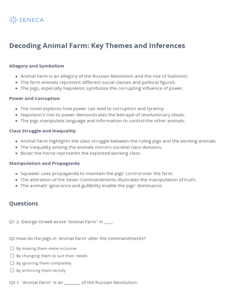 Decoding Animal Farm Key Themes and Inferences | PDF