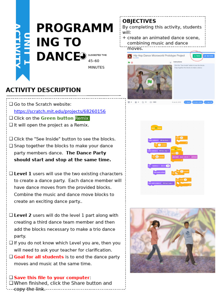 U1 Programming To Dance in Scratch | PDF