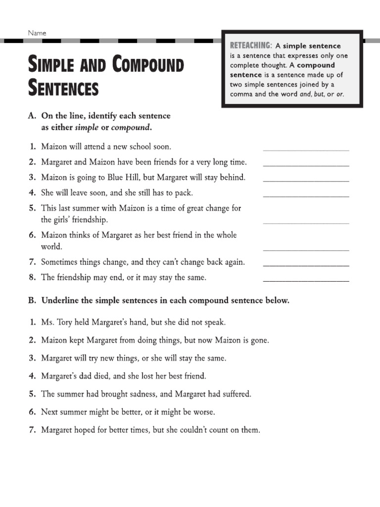 Compound Sentences Practice | PDF