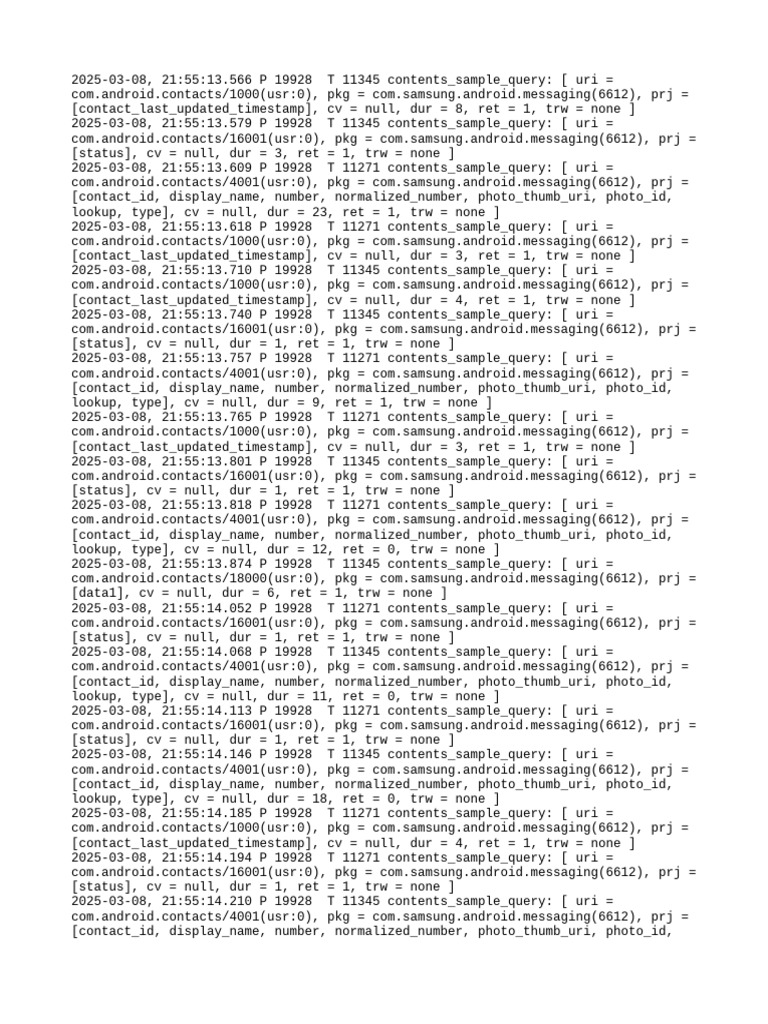 Android Contacts Query Log Analysis | PDF