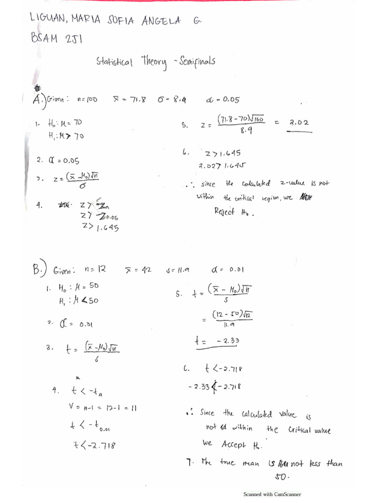 Solution - Statistical Theory | PDF
